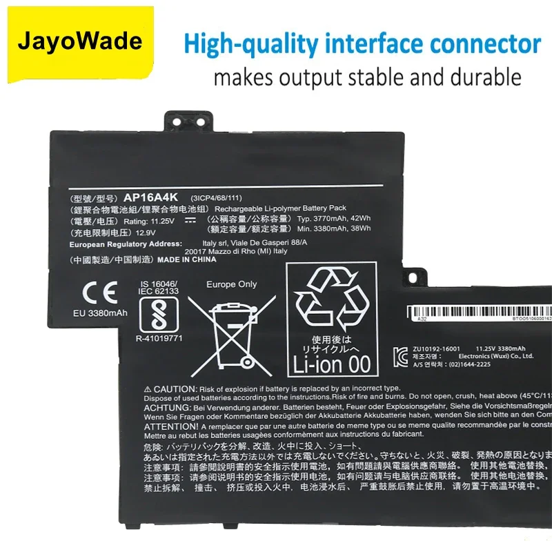 11.25V 3770mAh AP16A4K Laptop Battery for Acer Swift ASPIRE 11 AO1-132 ...