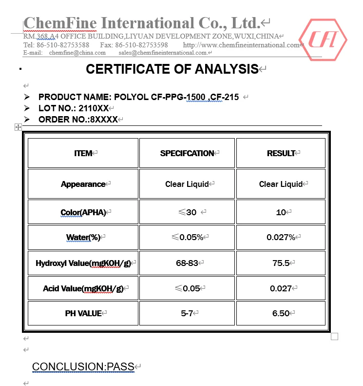 Poly Propylene Glycol Polyoxypropylene Polyether CF-PPG-1500 Cas 25322 ...