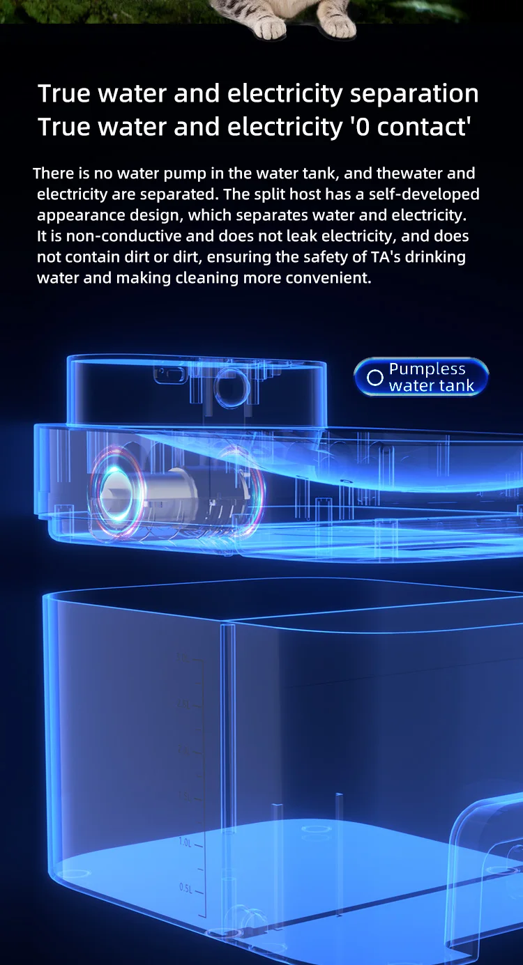 Circulation System Stainless Steel Water Tray Rechargeable 3l Pet Water ...