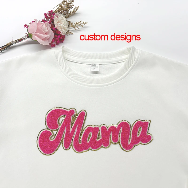 Mother's Day Gold Border Embroidery Mom Patches Iron On