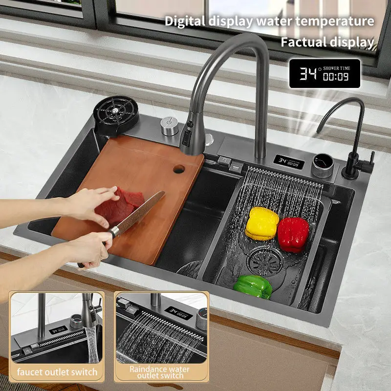 2024 New Trend Tiktok Smart Kitchen Sink With Waterfall Digital Piano ...