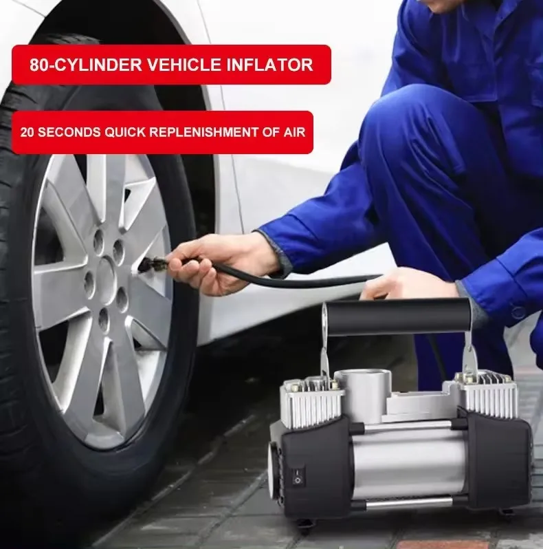 Double Cylinder Portable Quick Air Refill Tire Vehicle Tool Air Pump ...