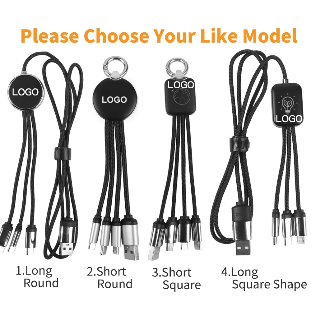 Promo Gift Custom Glowing Charging Cable Light up LED LOGO 3in1 Charge ...