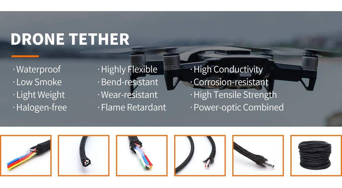 Double Power Core UAV Tether Cable - DERUL-A1502