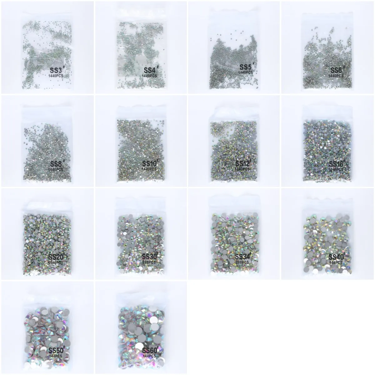 Ss3-ss50 Bulk Rhinestones Wholesale Glass Rhinestones Flat Back Non ...