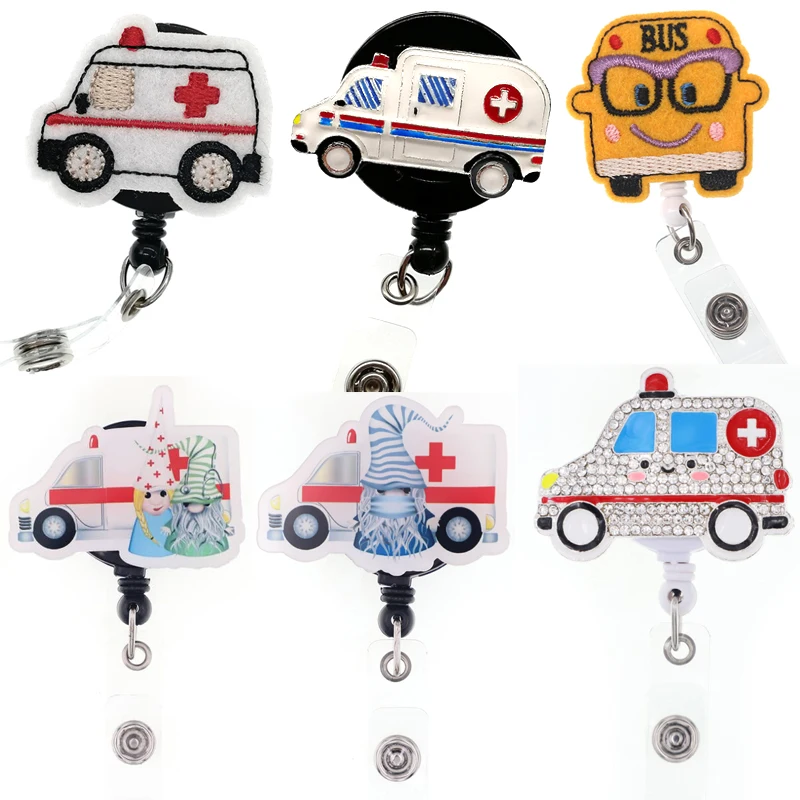 Ambulances Badge Holder Id Cards Wee Woo Bus Retractable Badge Reel