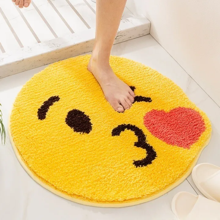 Cartoon funny emojis tufted floor mat Toilet bathroom bedroom absorbent ...