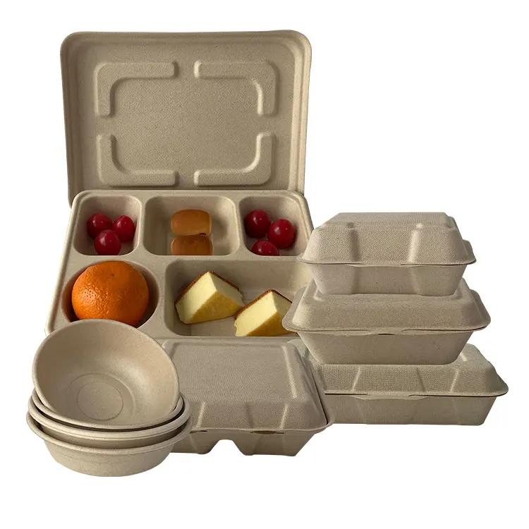 Custom Disposable Sugarcane Cardboard Bento Box Fast Food Container ...
