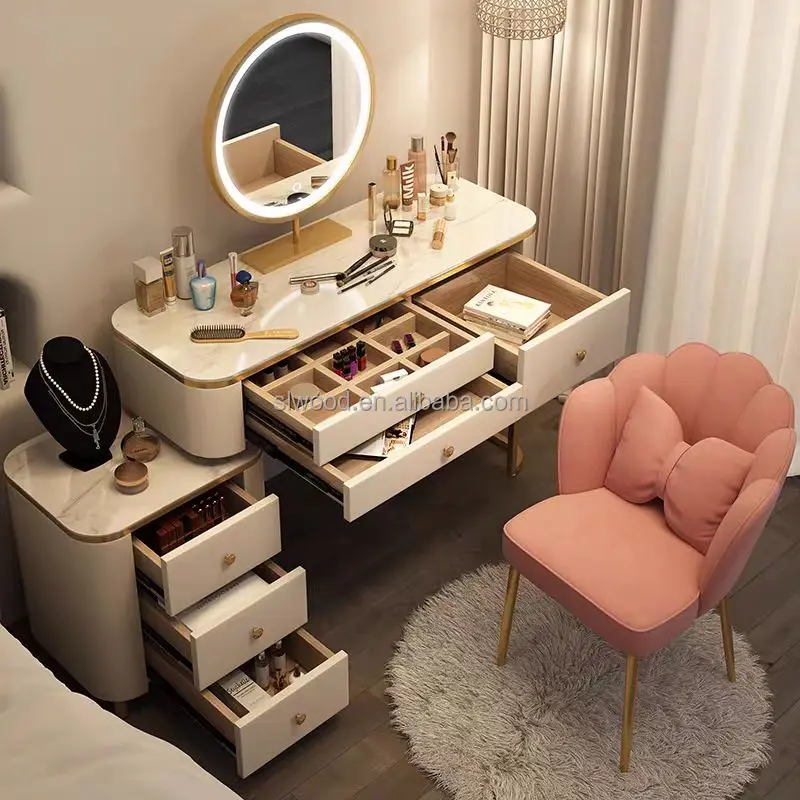 Modern Simple Dressing Table With Led Mirror And Drawers - Buy Dressing ...