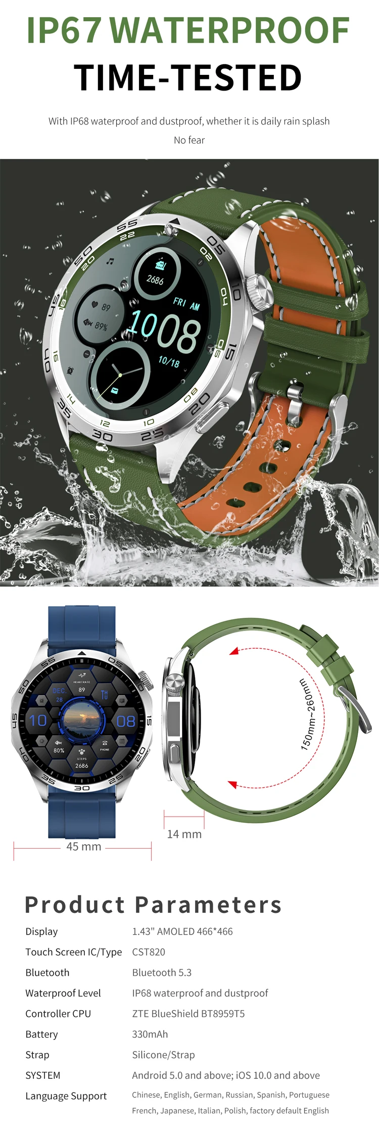 KM29 AMOLED Smart Watch - Premium Business Style for Men