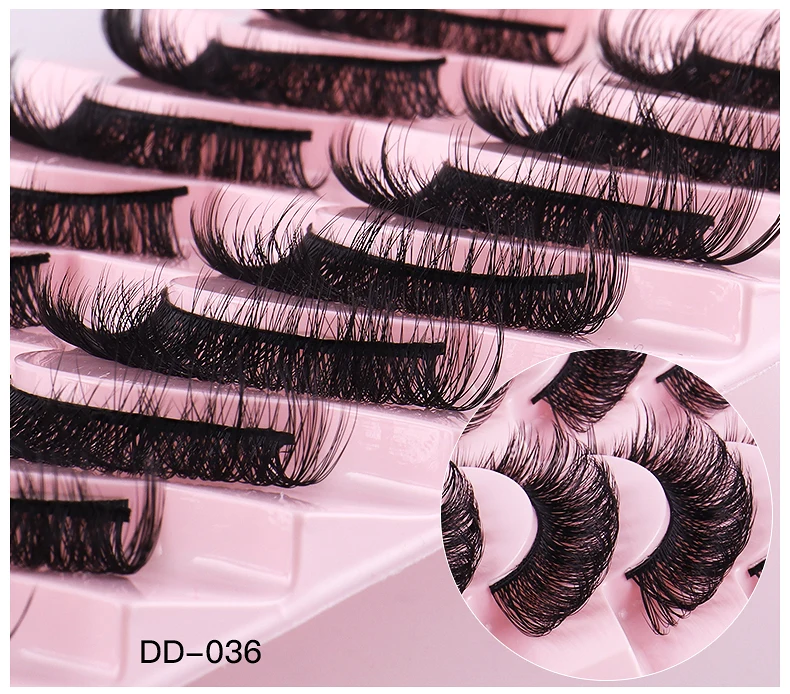 Wholesale 10 Pairs Pack Russian Strip Lashes Faux Mink Volume D Curl ...