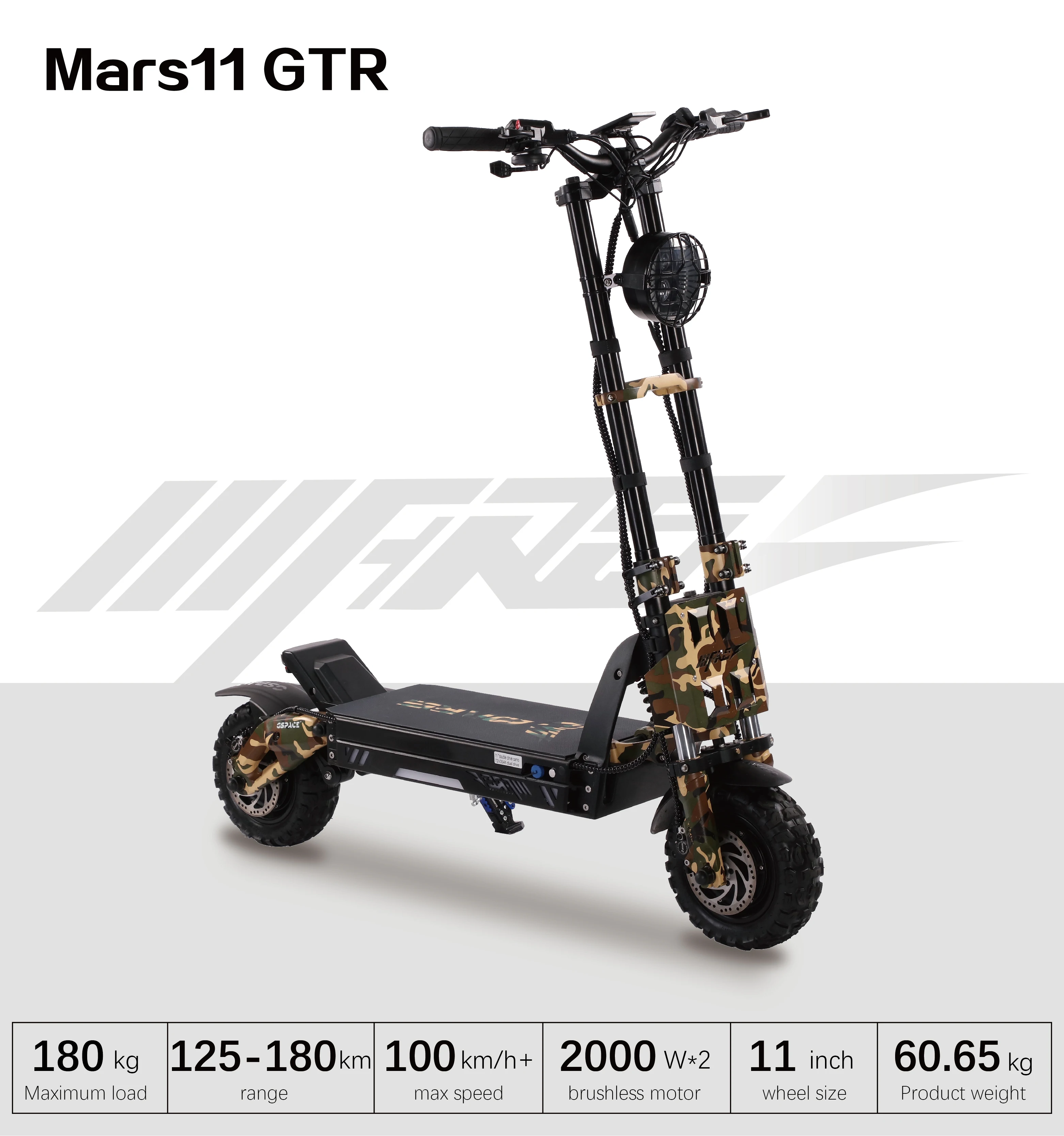 Original Design Gspace Mars 11 Performance Escooter With 2400w Dual Drive And Double Wishbone ...