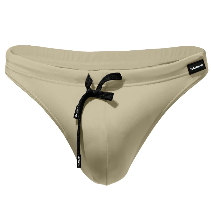 RANBAO OEM Breathable Quick Dry Swim Brief - Sexy Tan Through