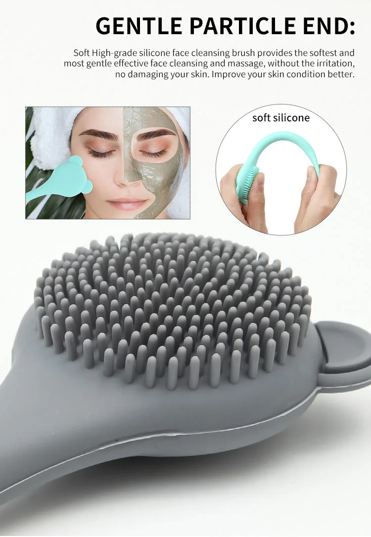 Custom Korean Style Facial Cleaning Scrubber Waterproof Double-ended Silicone Face Mask Brush ...