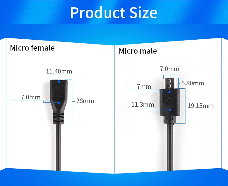 2464 4c Power Wire Micro Male And Female 4 Core 2 Core 0.3m/1m ...