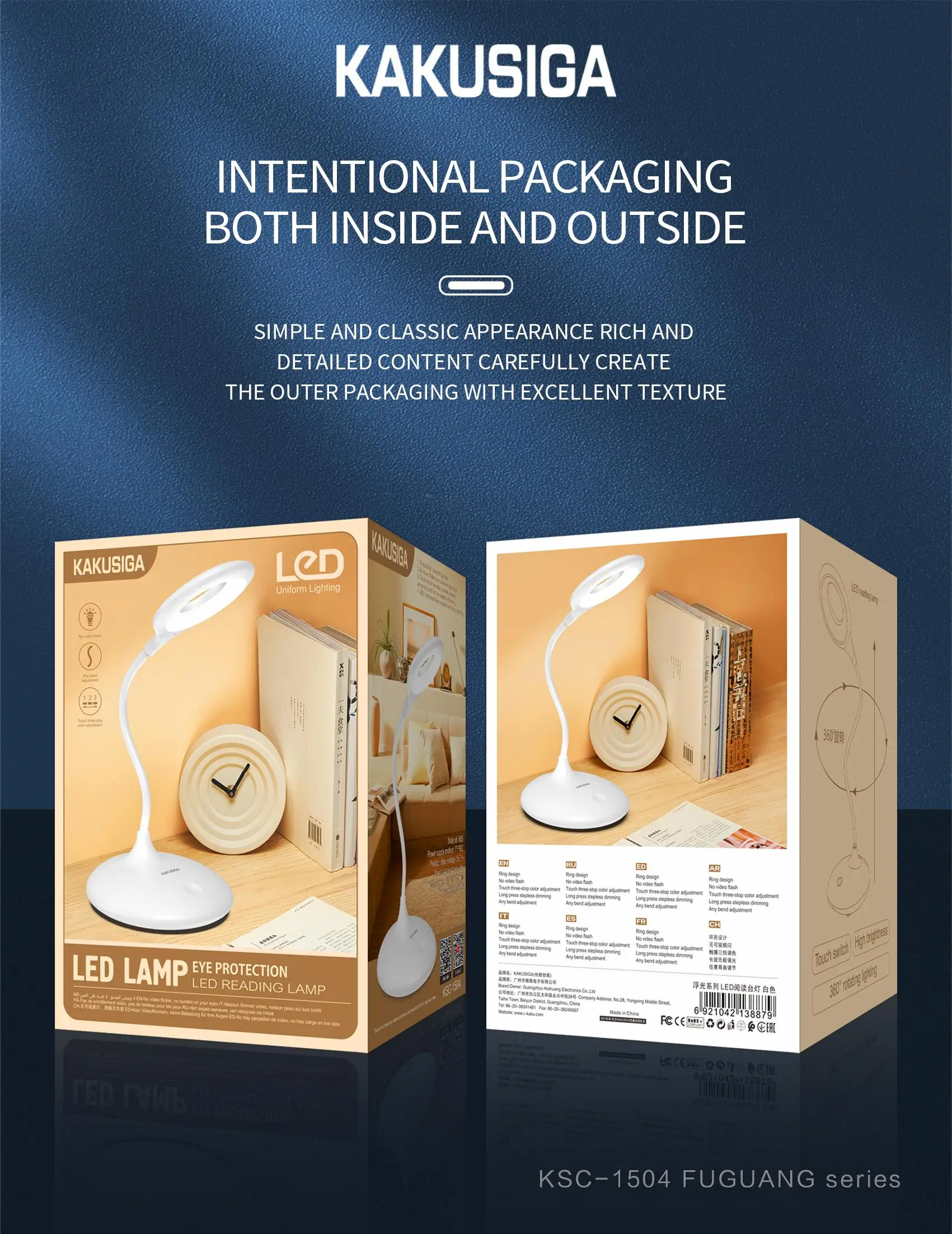 KAKUSIGA 360° Universal Touch LED Reading Table Lamp - Foldable ...