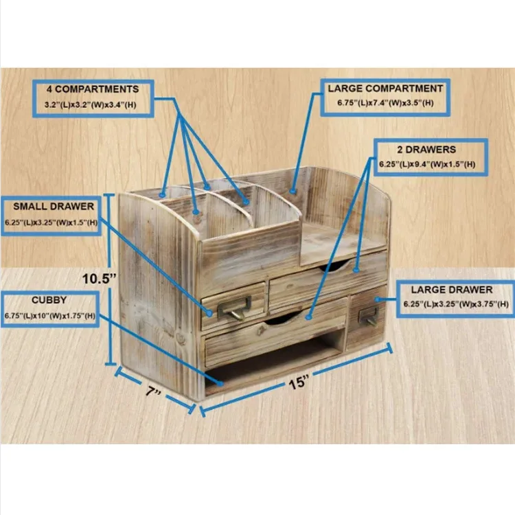Adjustable Wooden Office Desk Organizer Desk Wood Storage Box Organizer ...