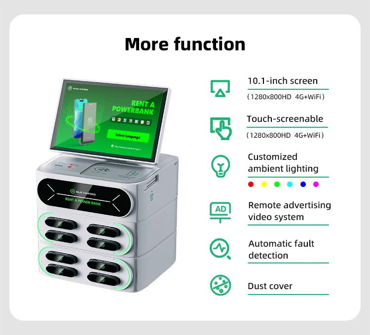 12 Slots Touch-Screen Power Bank Rental Station Kiosk - Fast Charge ...
