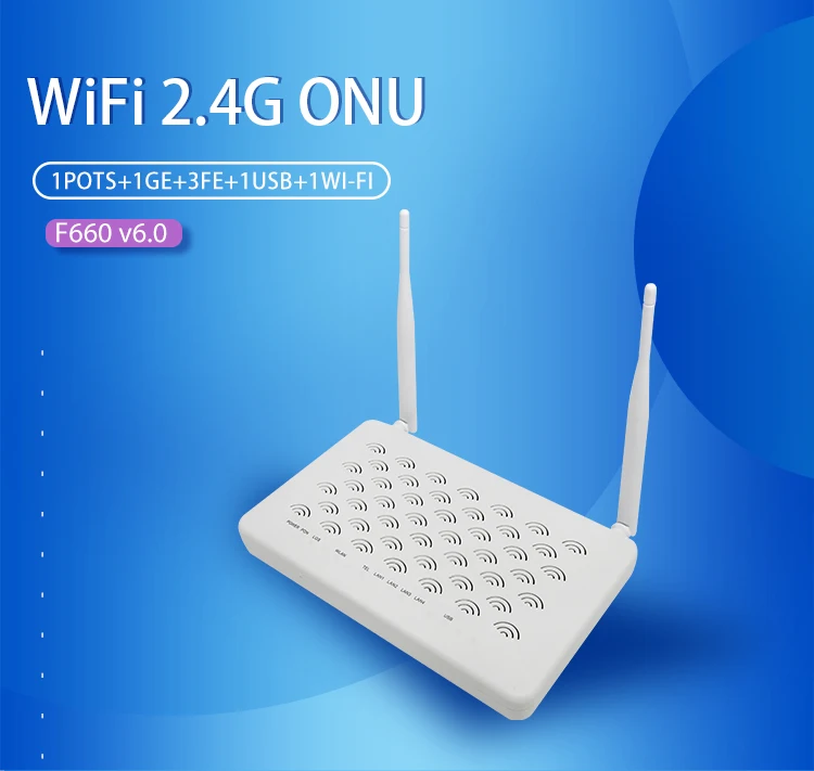 F660 V6.0 GPON ONT UPC 1GE+3FE+1POTS+WIFI GPON Indoor Optical Network Unit With 5DB Extra ...