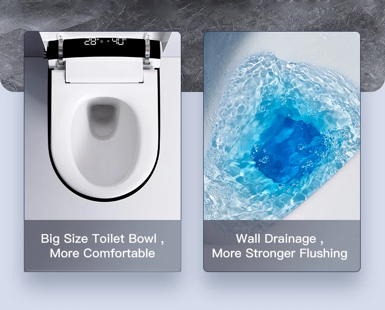 Matt Black Color Wall Mounted Washroom Automatic Toilet Bowl Bathroom ...