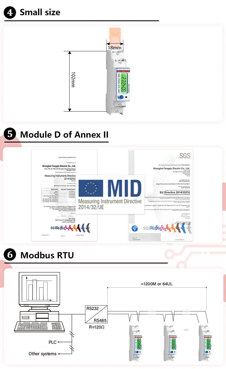 Em115-mod-po 120/230V 100A Smart Energy Meter - Fineco