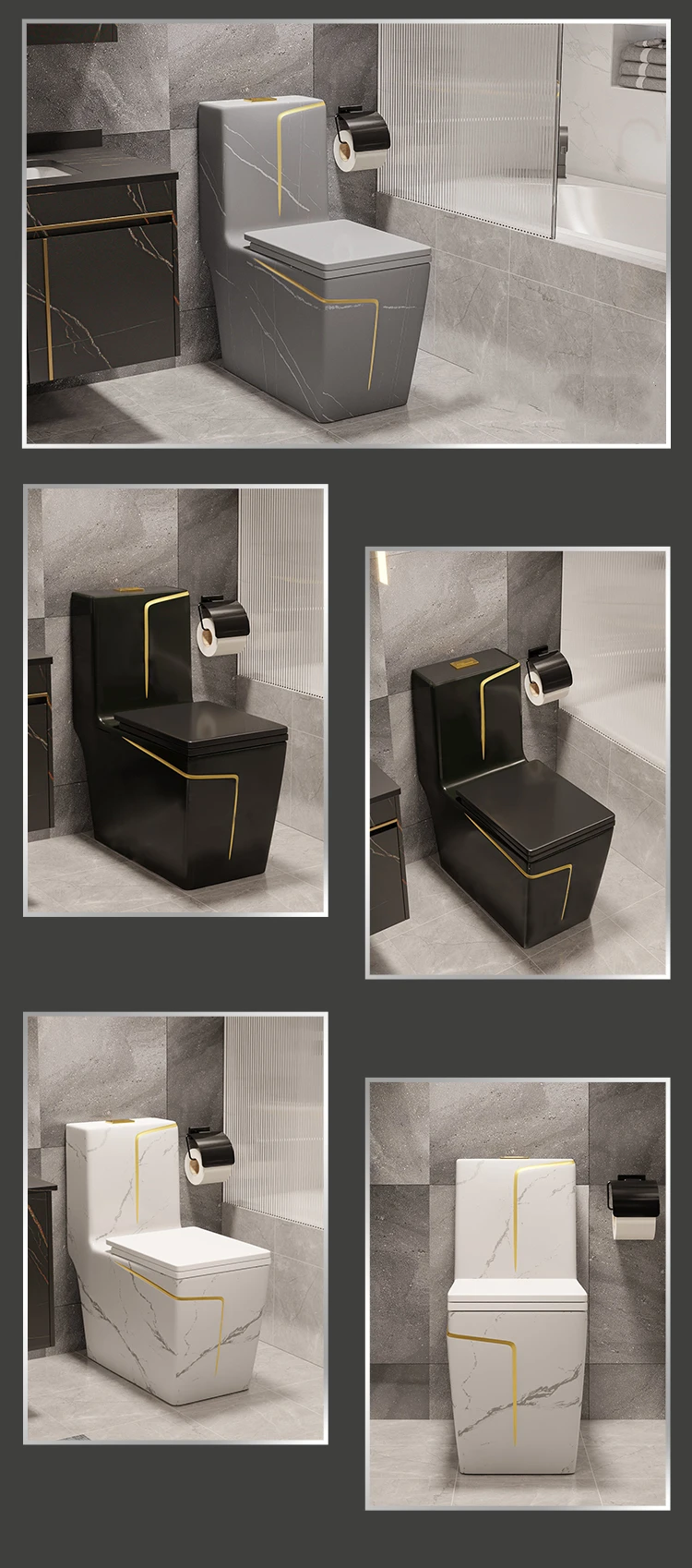 Customizable Sanitary Ware - DITAO Black Marble Toilet