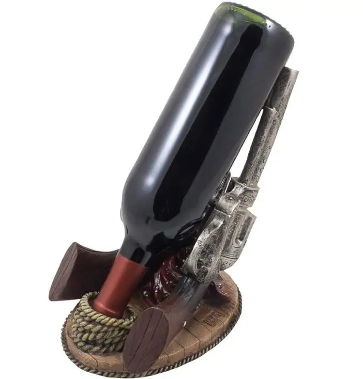 Classic Country Western Six-shooter Pistols Wine Bottle Holder Statue ...