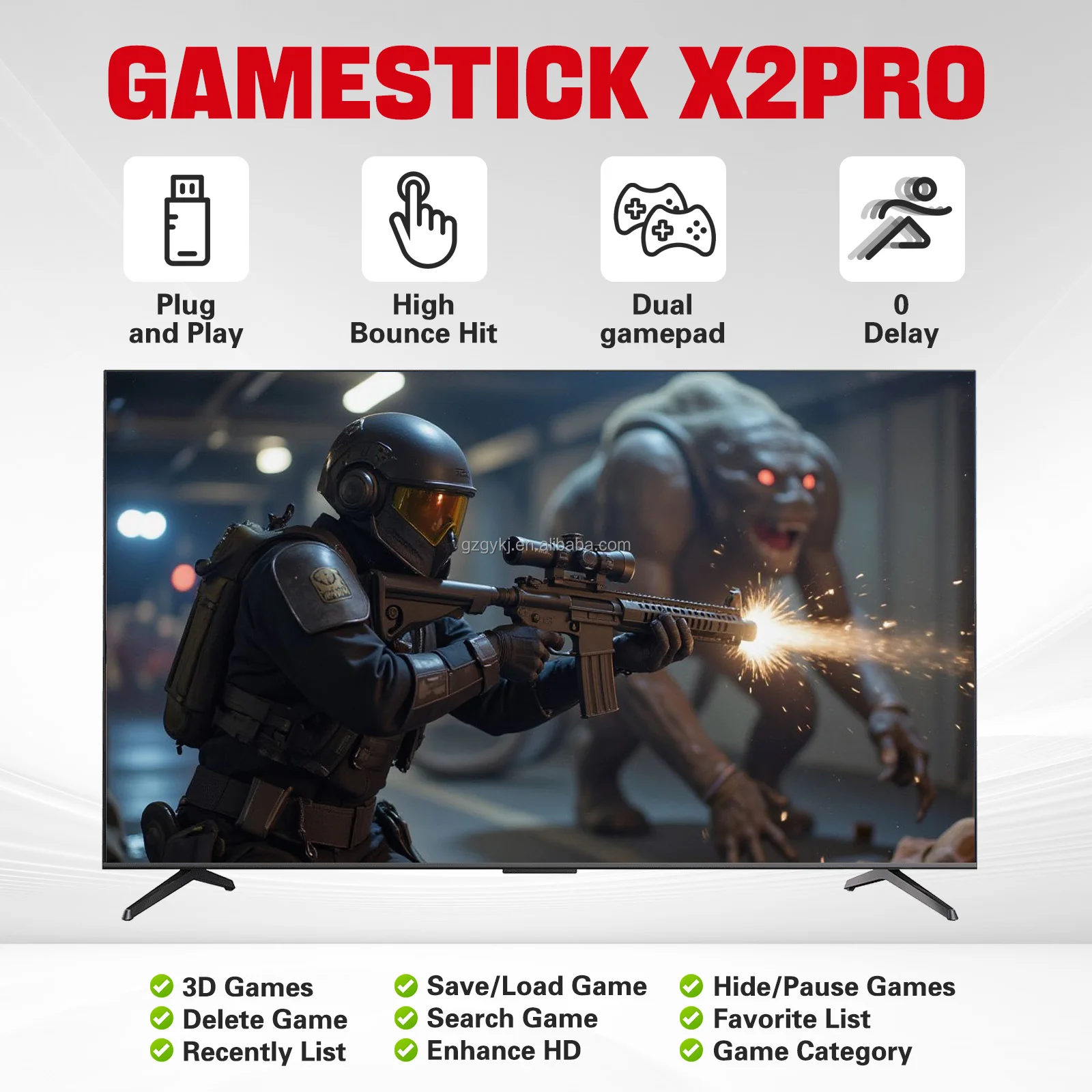 Game Stick X2 PRO: 42000 Built-In Retro Games, 4K Wireless Console with ...