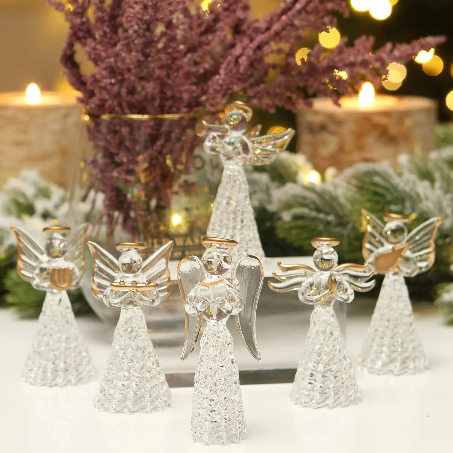 Beautiful Mini Clear Glass Hanging Angels Tree Ornaments