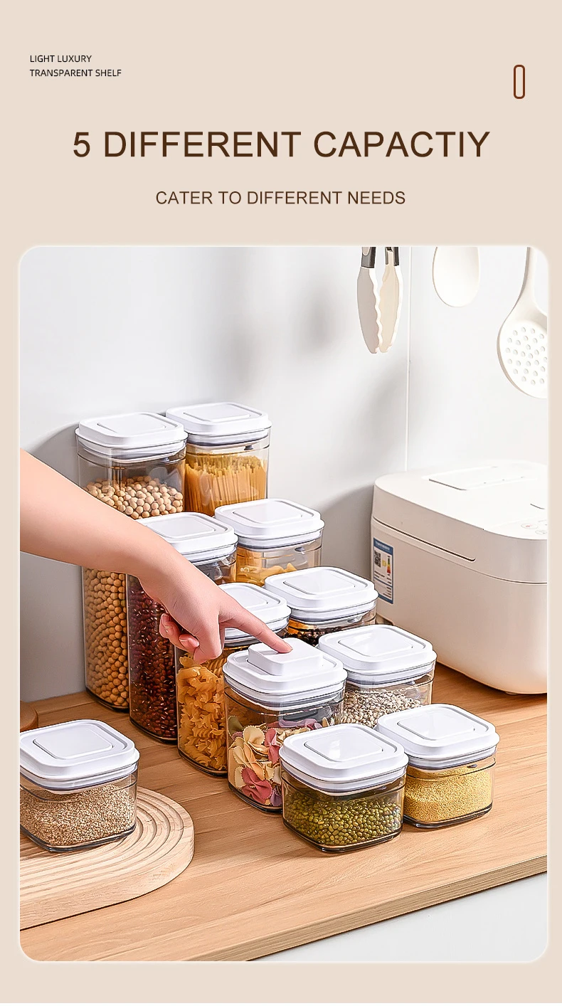 6-Piece Pack Push Button Pop up Container Box With Lids Grain Cereal ...