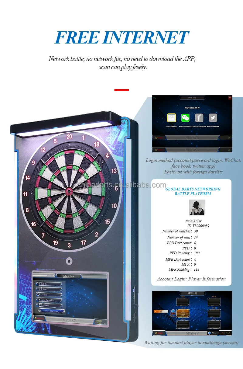 Coin Operated Electronic Dart Board Machine for Clubs - LCD Vdarts ...