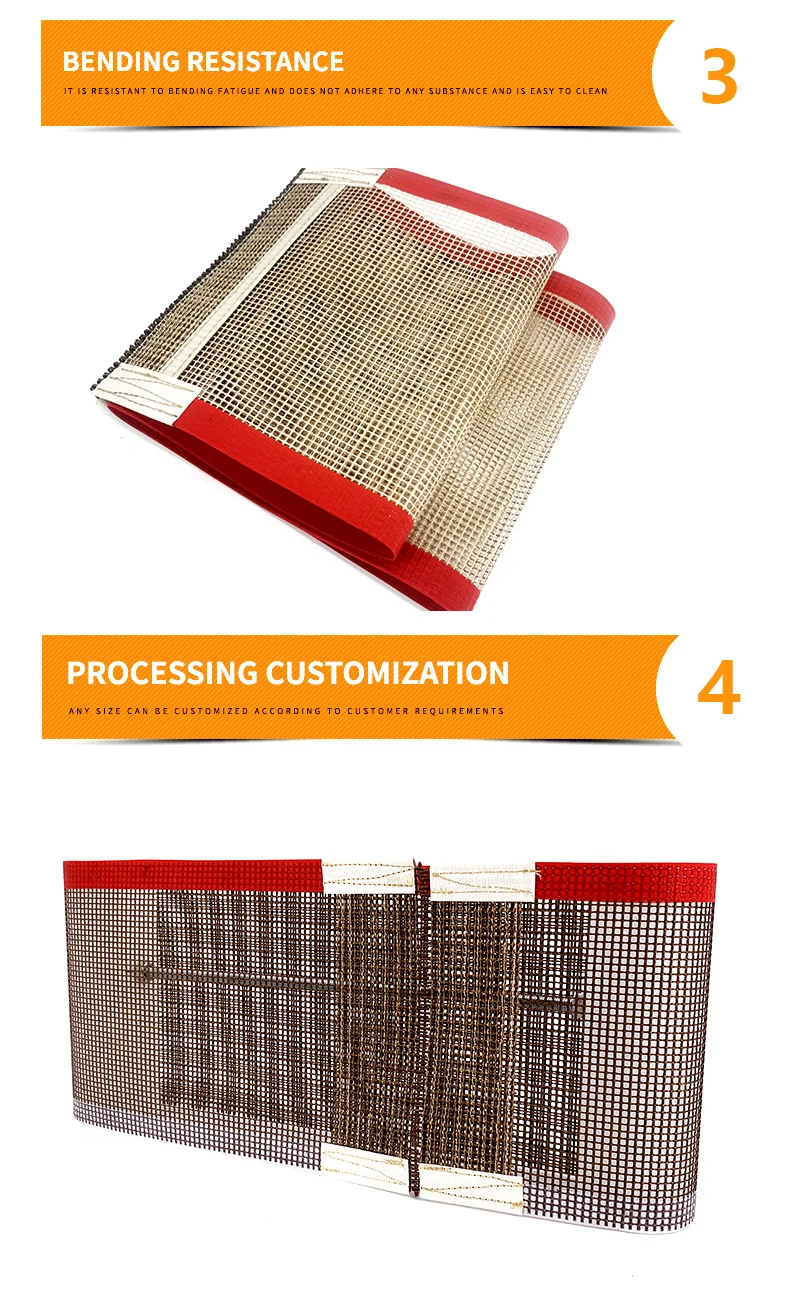 Washable Mesh Belt Fireproof Porous Ptfe Coated Conveyor Belt - Buy ...