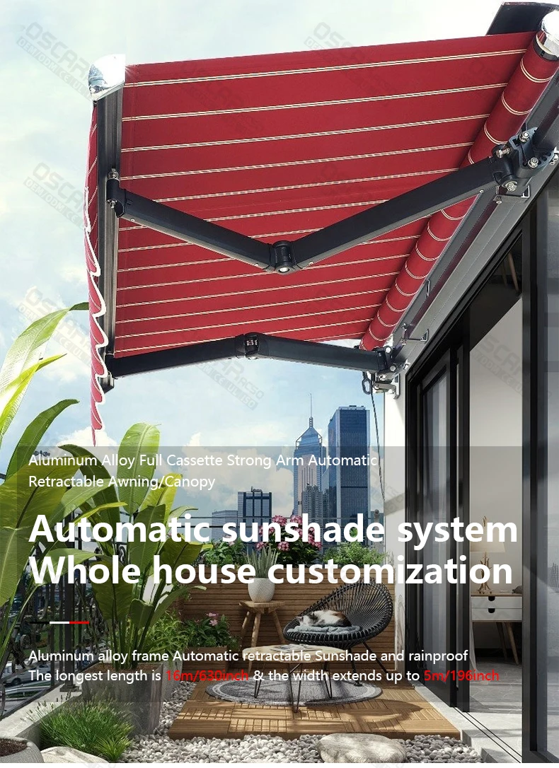 Motorized Retractable Pvc Roof Awnings Aluminum Alloy Patio Shade ...