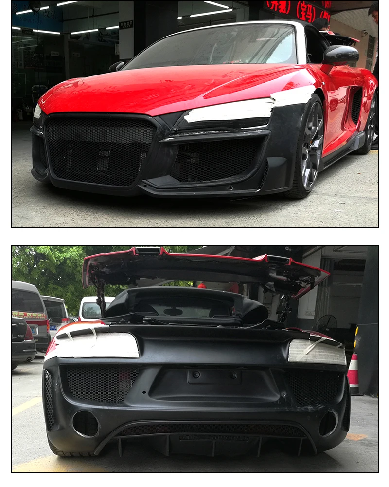 High Glassfiber RG Style Body Kit for Audi R8 2008-2015 Front Bumper ...
