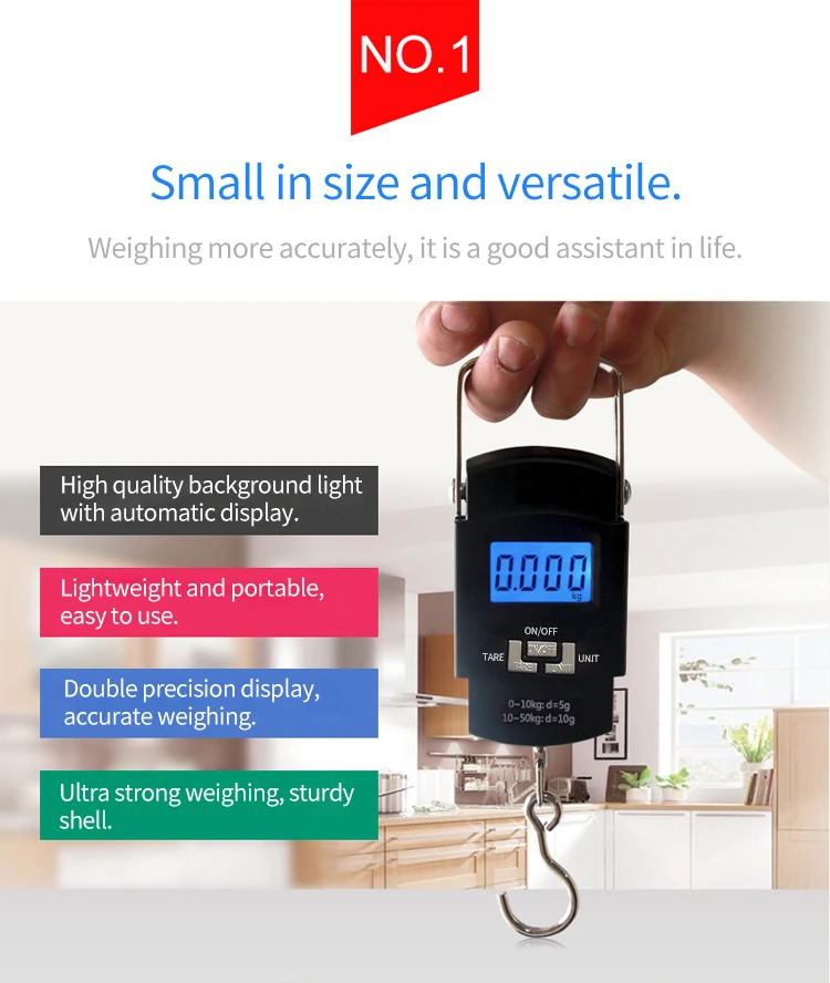 KH 50kg Portable Handheld Hook Scale Home Grocery Weighing Luggage ...