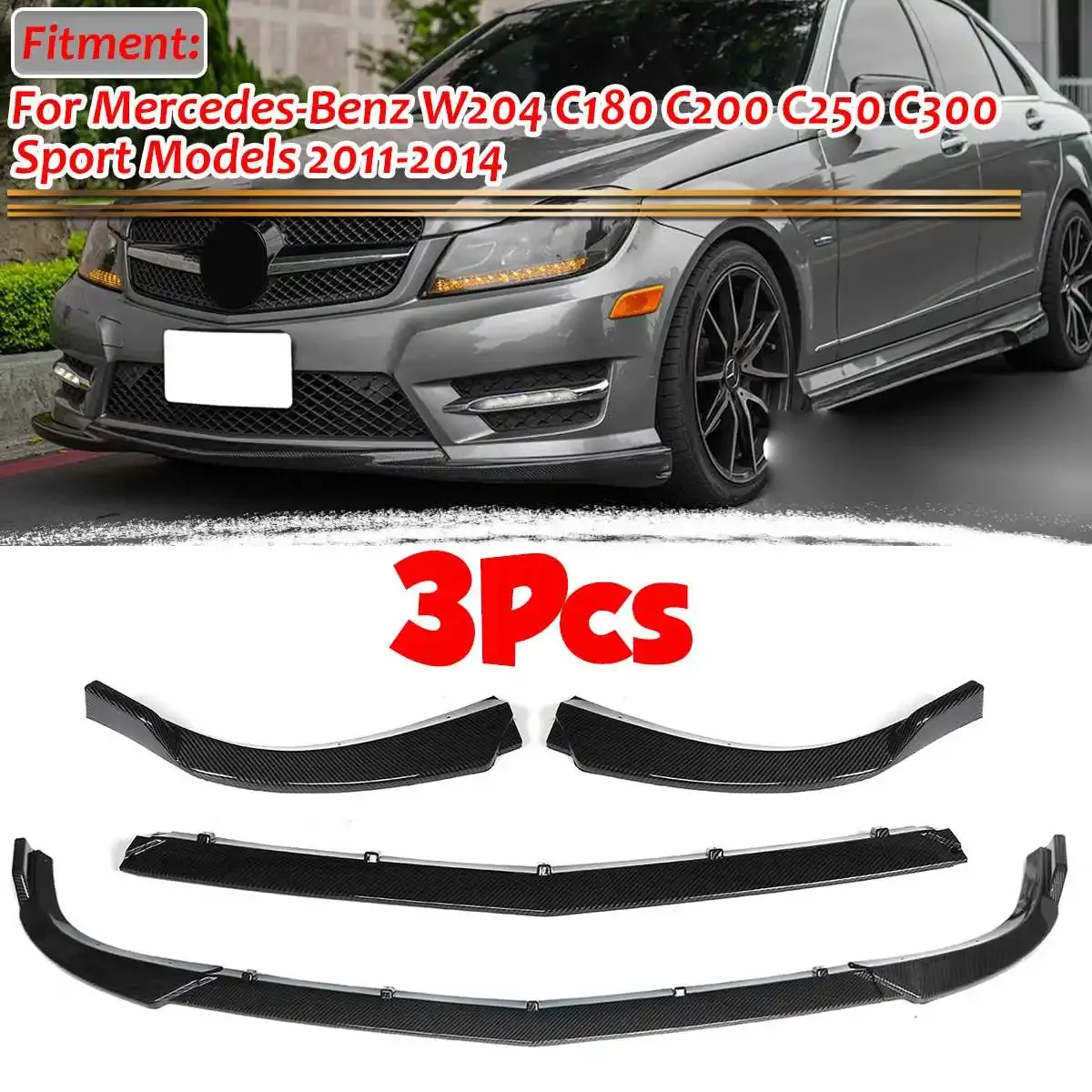 Car Front Bumper Lip Deflector Lip Body Kit Spoiler Splitter for ...