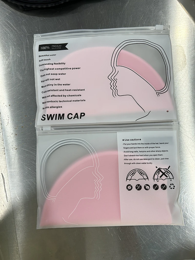 Custom Brand Designs Printed Logo Soft Silicone Swimming Cap Keep Hair ...