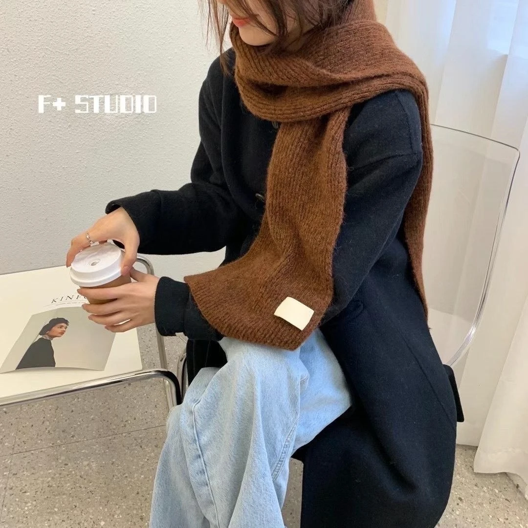 China Customized Winter Scarf Wool Blend Neck Warmer Solid Color Thick ...