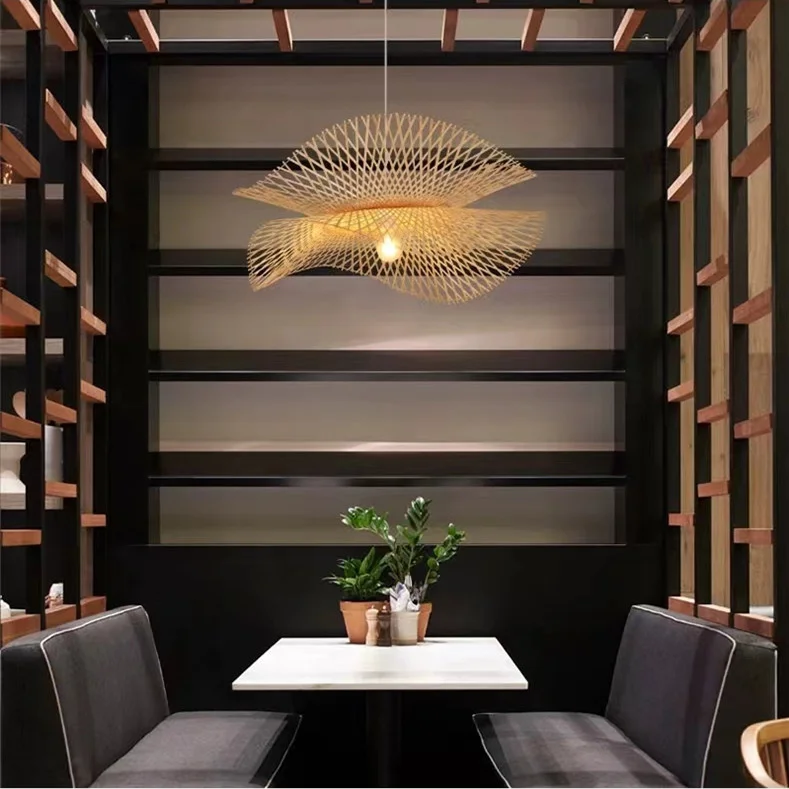 Rattan Bamboo Pendant Light New Chinese Styles Tea Room Zen Style ...