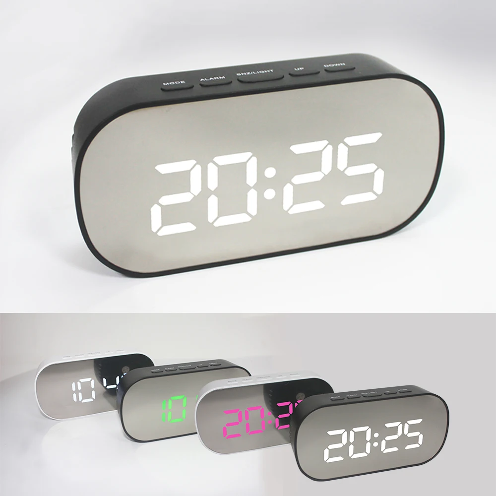 Round Mirror Led Digital Alarm Clock For Bedroom - Buy Square Mirror ...