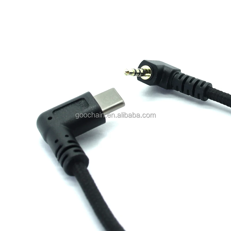 Customized 90 Degree Type C Bend to DC2.5 TRRS Elbow Black Braid Jacket ...