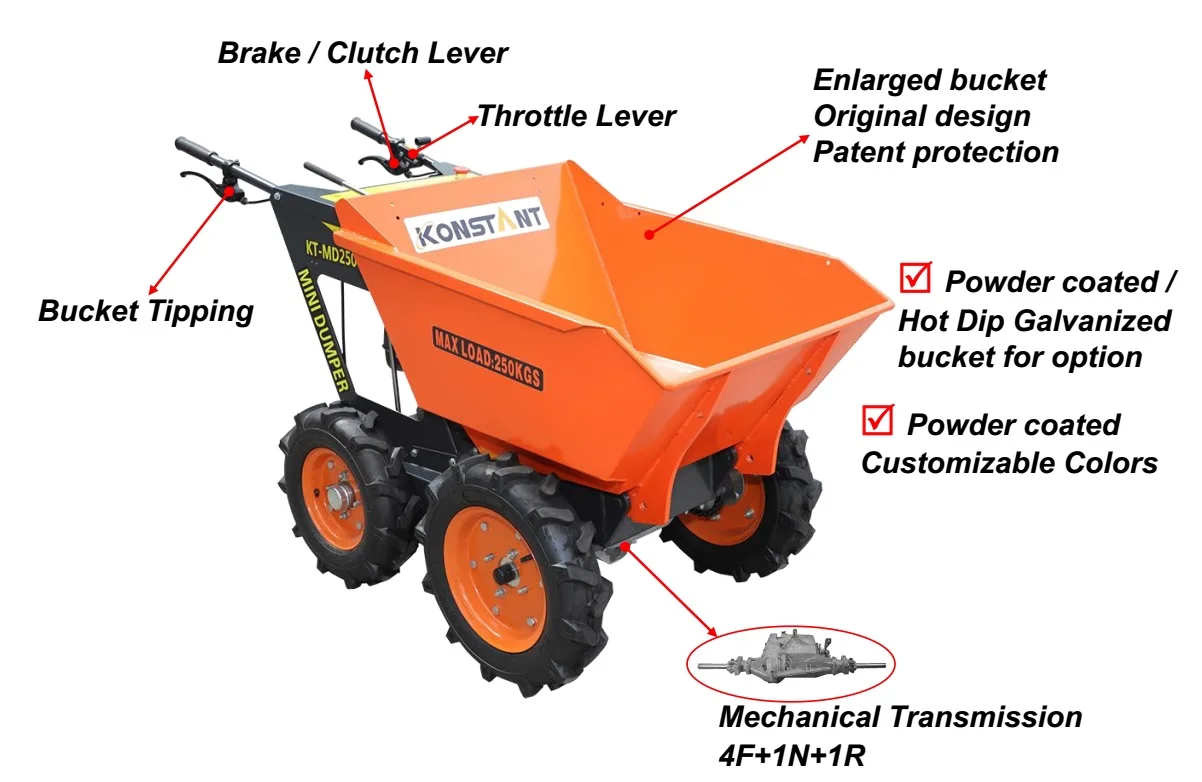 5.5hp Petrol Garden Dumper Minidumper 4x4,Motorized Heavy Duty ...