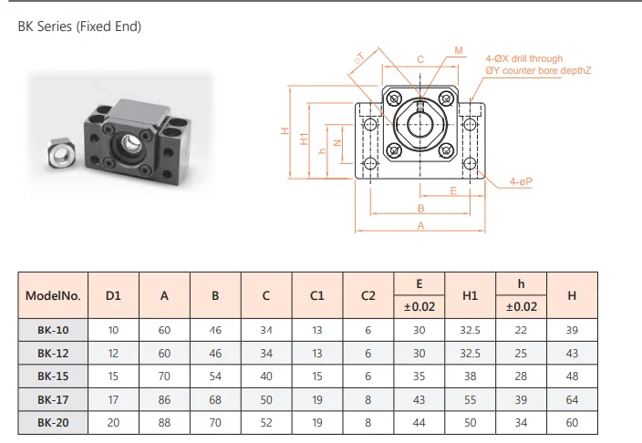 Heavy Load Ball Screw End Support Unit Seat Bearing Bk10 Bf10 Bk16 Bf16 ...