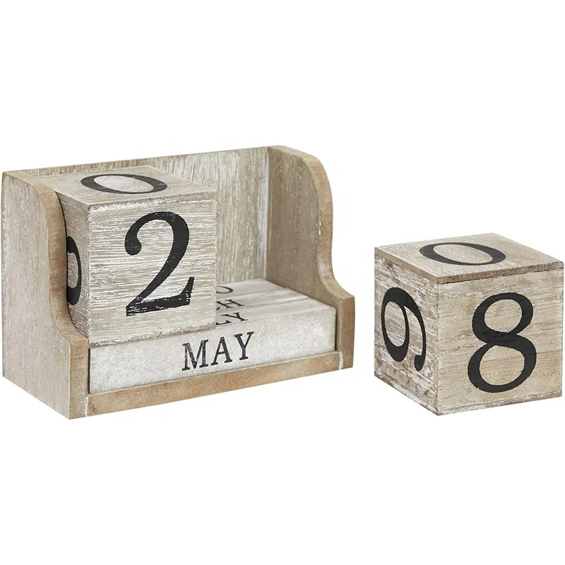 Wooden Perpetual Block Calendar For Desk Elegant Wood Crafts Design For ...