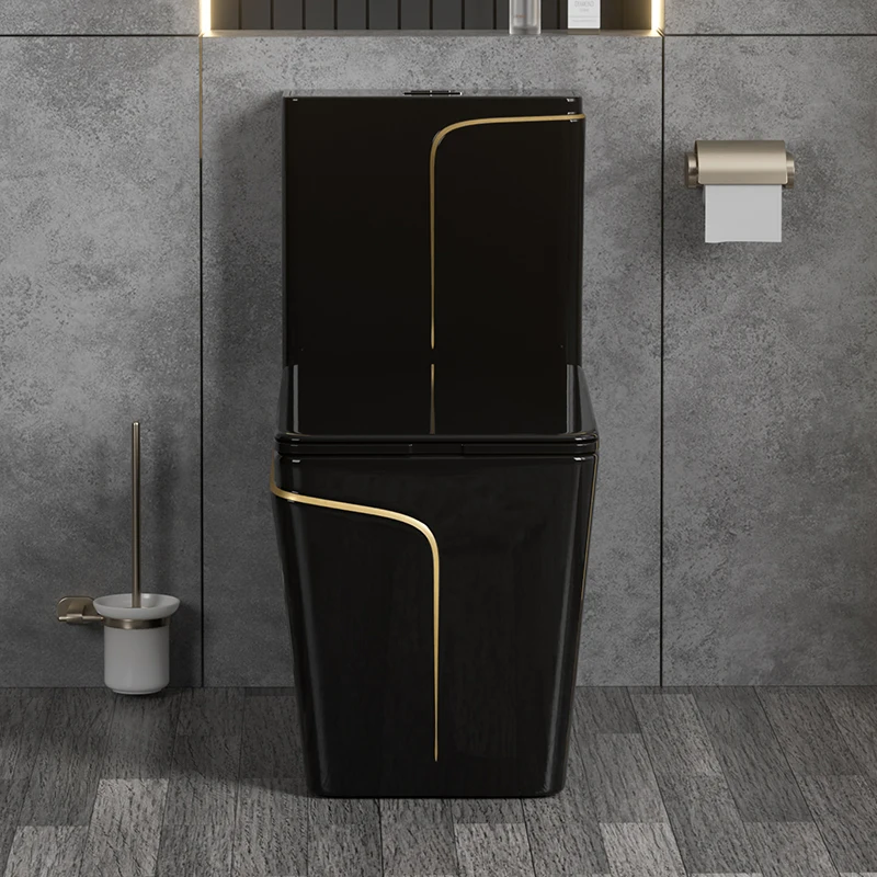 Luxury Modern Style WC Gold Line Multicolor Ceramic Toilet