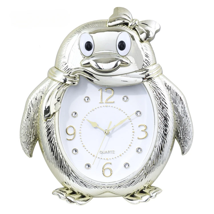 Modern Creative Cartoon Penguin Shape Wall Clock Plastic Home ...