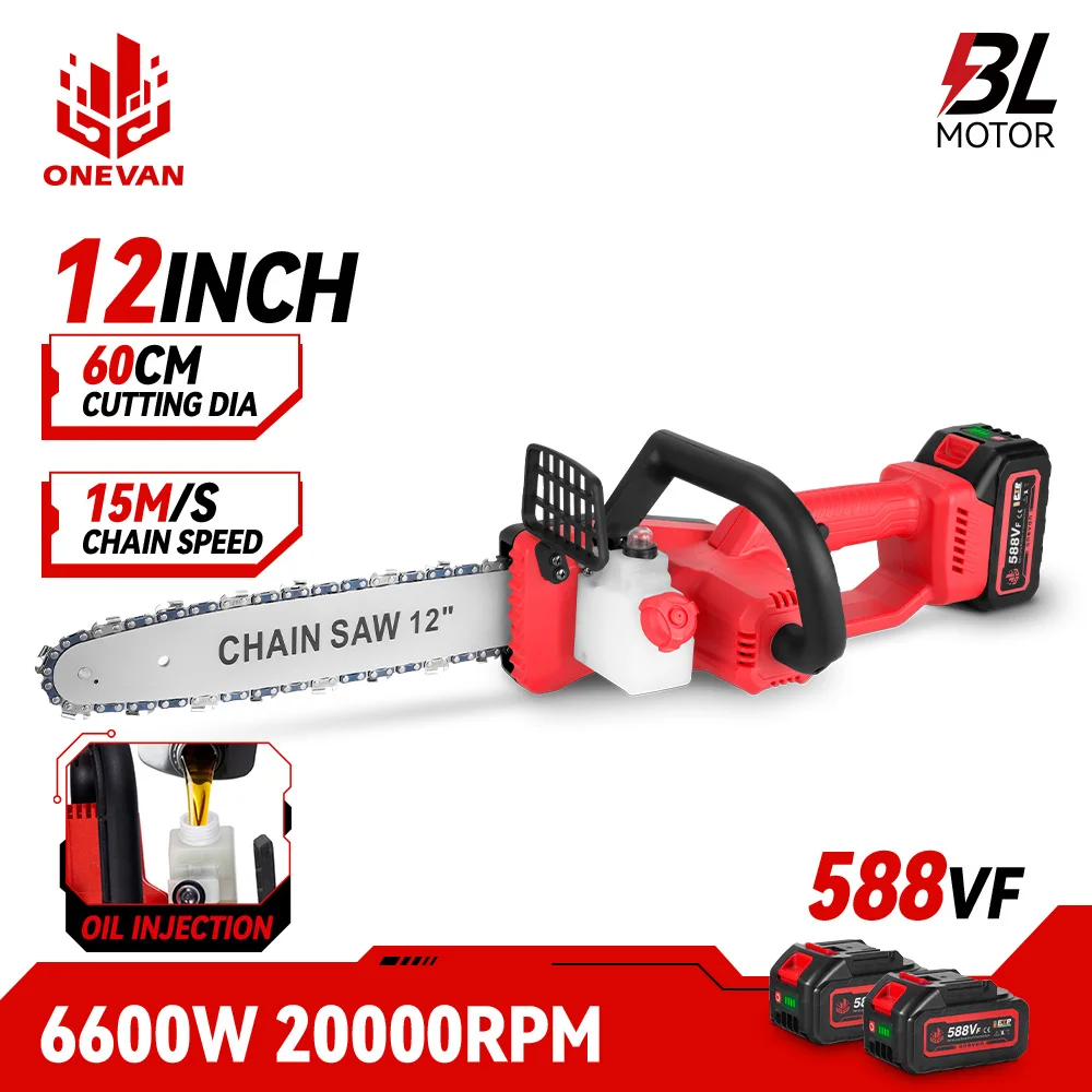 ONEVAN 12 Inch Brushless Chain Saw - Efficient Woodworking