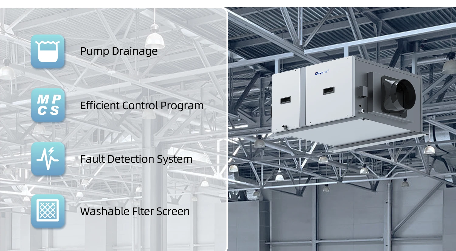 Deye DY-C90DZ 90L Ceiling Mounted Dehumidifier for Grow Rooms