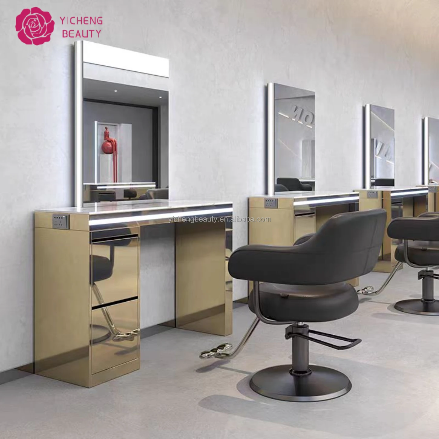 Yicheng Beauty Modern Salon Furniture Mirror with LED Light Beauty ...