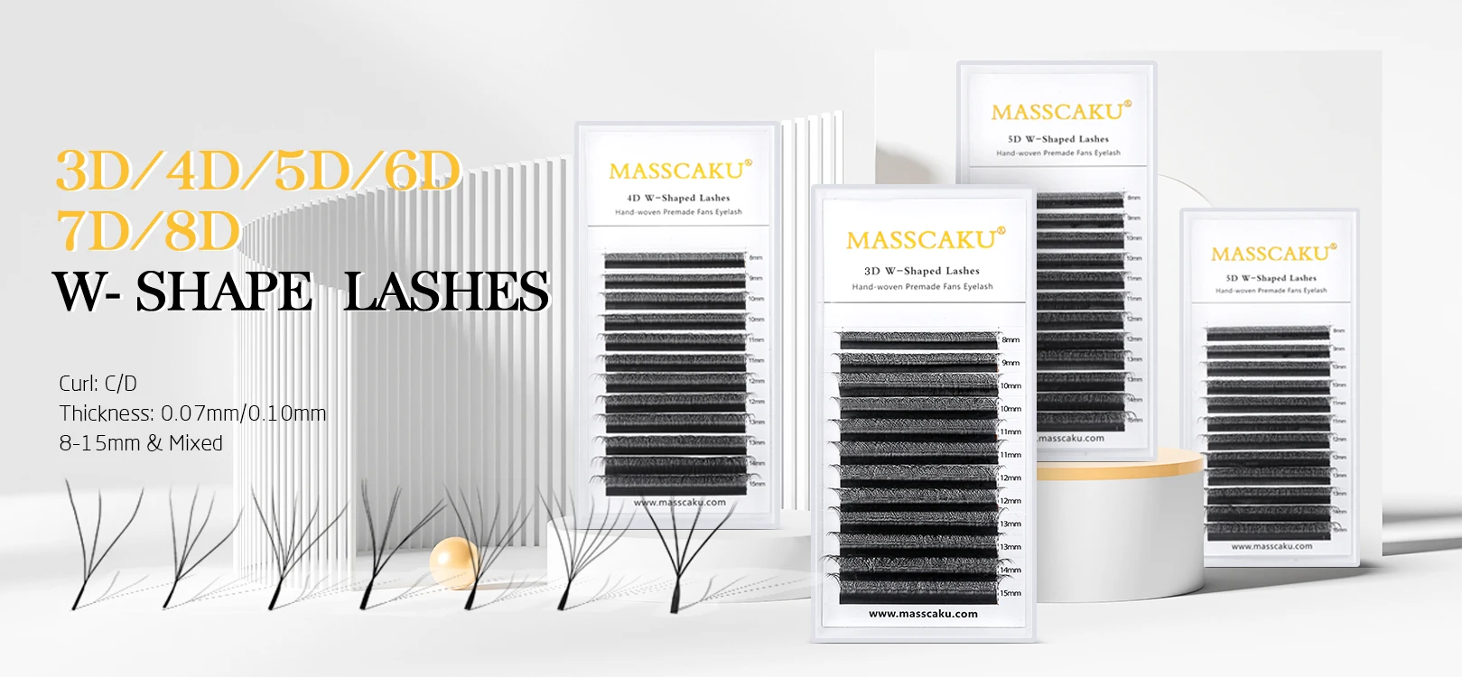 Masscaku 3d-8d W Shape Volume Eyelash Extension Individual False ...